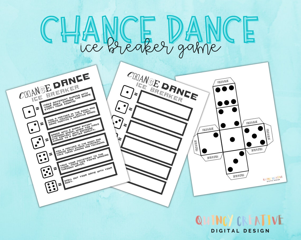 Chance Dance Ice Breaker Dice Game Pdf Print Etsy
