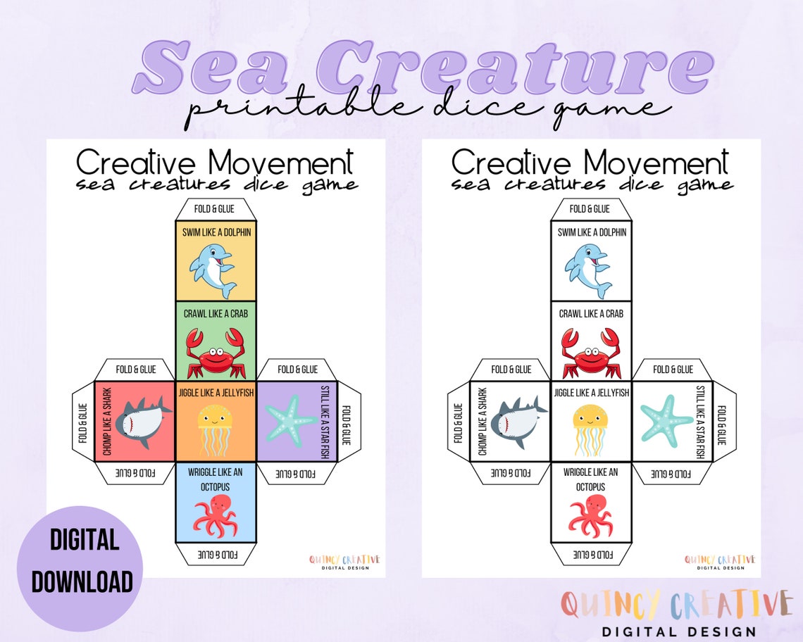 Creative Dance Dice Game (sea Creature Theme) - Etsy