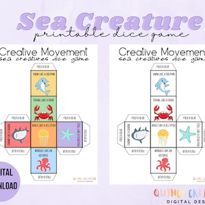 Creative Dance Dice Game (sea Creature Theme) - Etsy