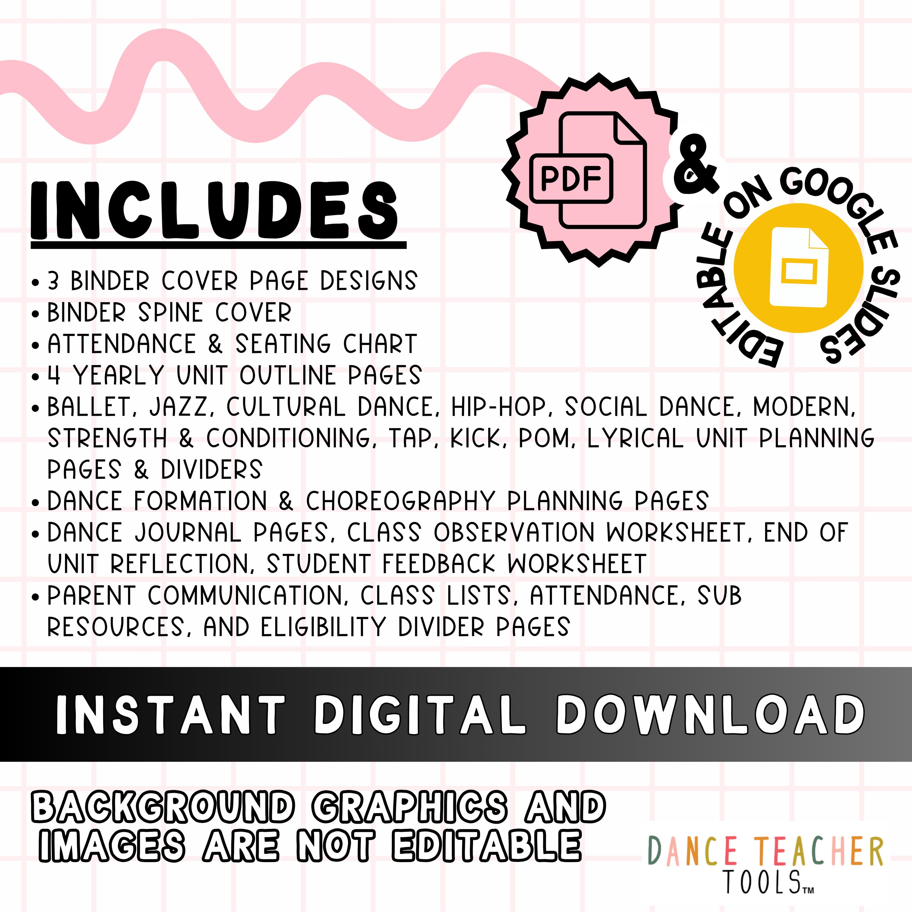 Dance Education Class Binder Mega Bundle – Pink | 120-page Printable ...