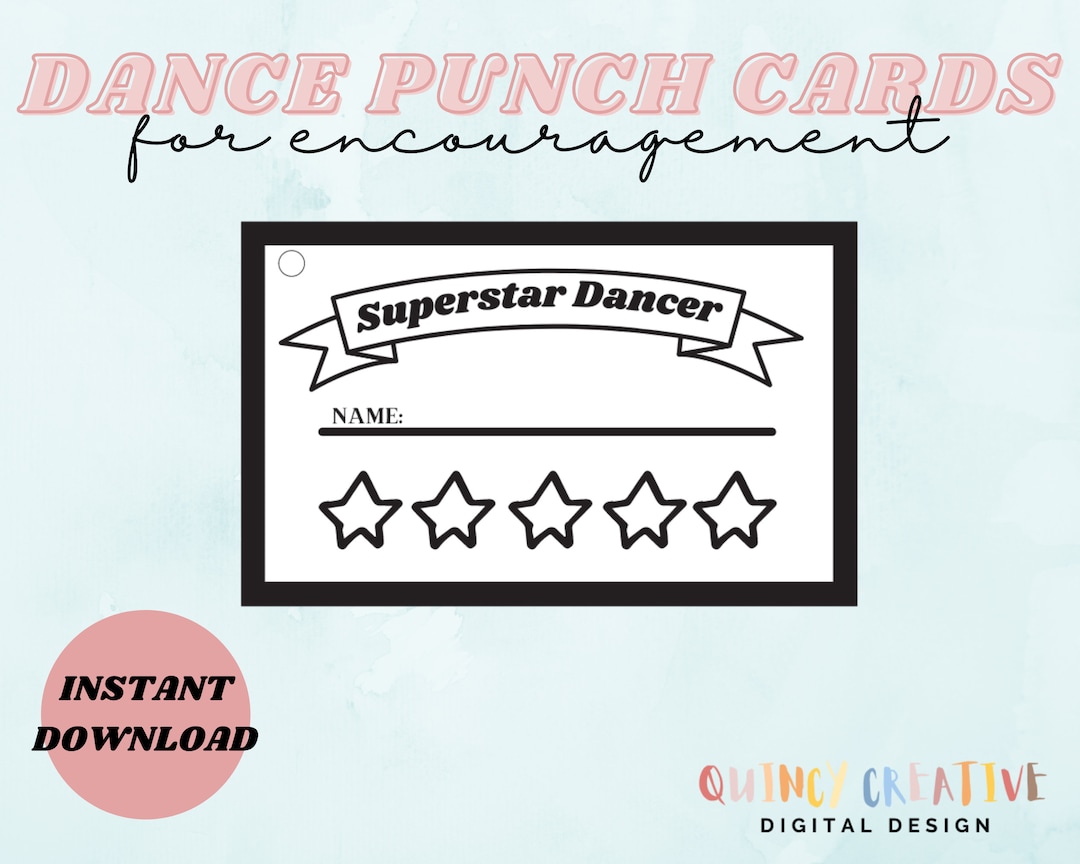 Dance Student Punch Cards: Studio Rewards, Teacher Resource (printable ...