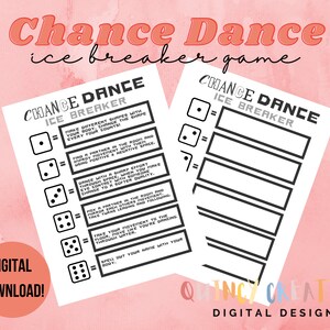 Chance Dance Ice Breaker Dice Game PDF Print | Etsy