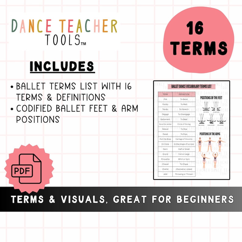 Ballet Terms & Positions Guide: Illustrated Printable (PDF) - Etsy