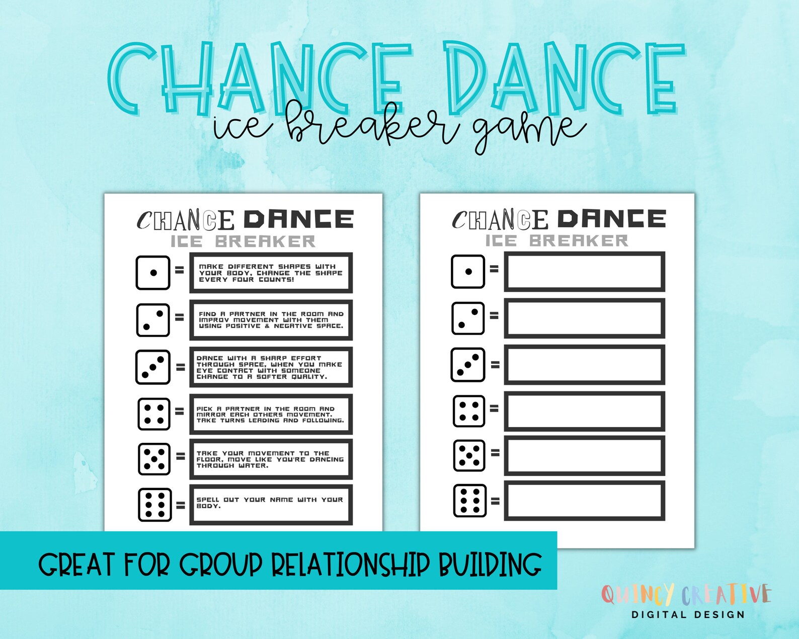 Chance Dance Ice Breaker Dice Game PDF Print - Etsy