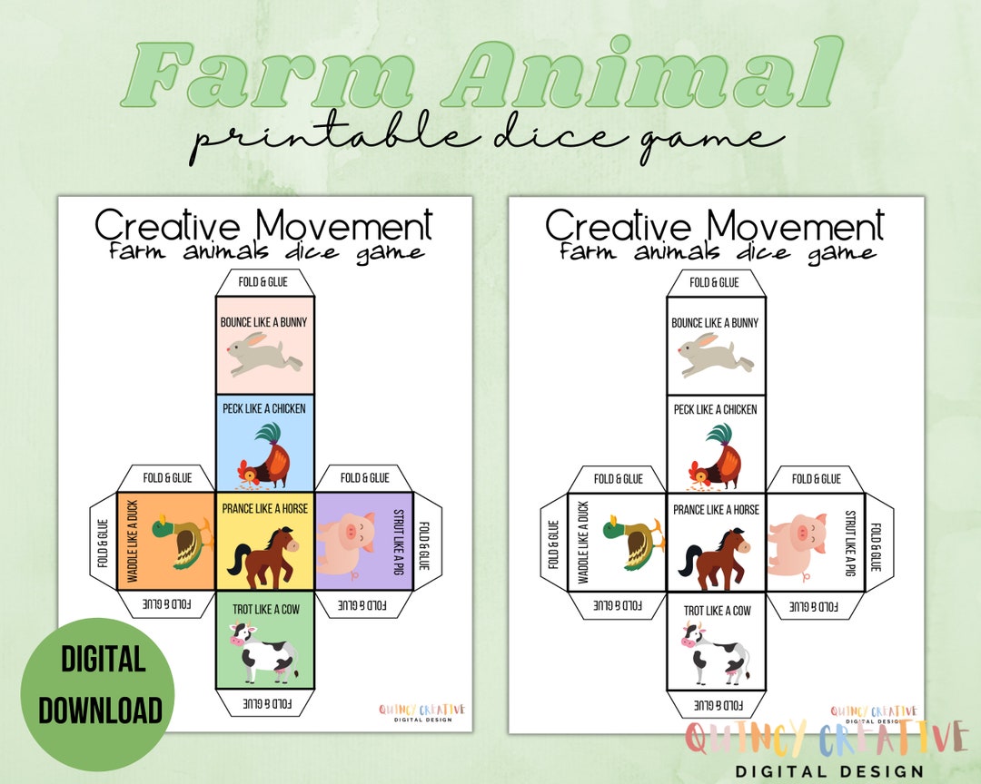 Creative Movement Farm Animal Dice Game! - Etsy