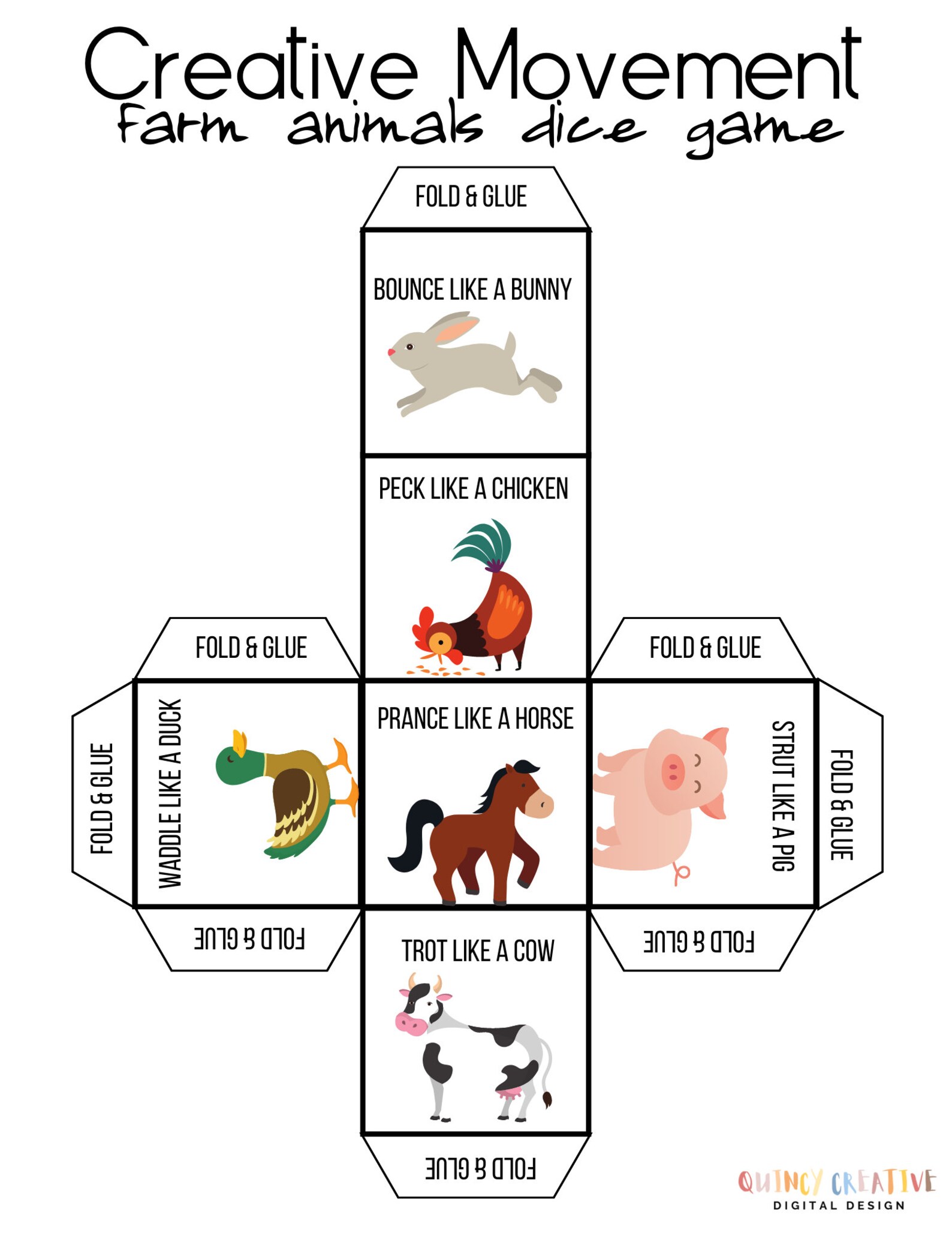 Creative Movement Farm Animal Dice Game! - Etsy