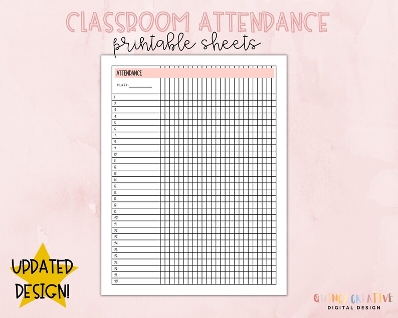 Pink Class Room Attendance Sheets/ Dance Teacher Resources/ - Etsy
