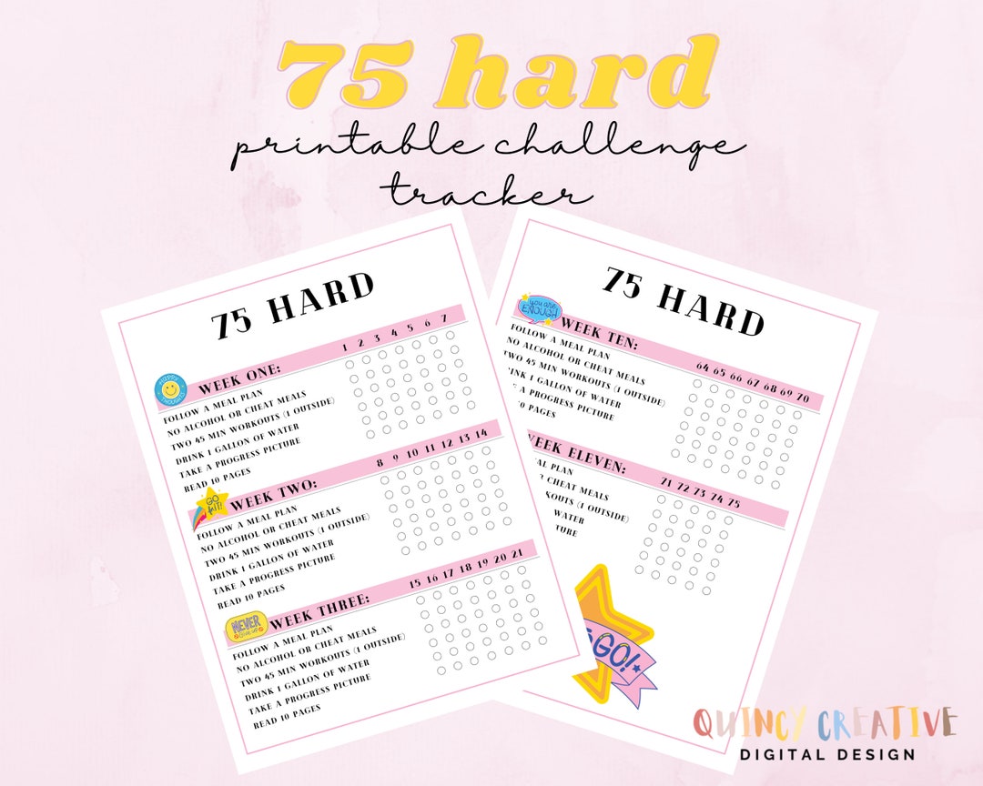 75 Hard Challenge Habit Tracker & Printable Instant Download 75hard ...