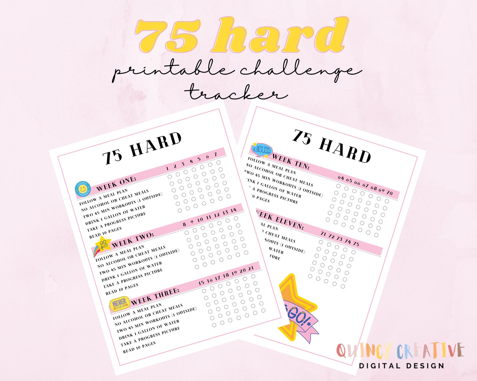 75 Hard Challenge Habit Tracker & Printable Instant Download 75hard ...