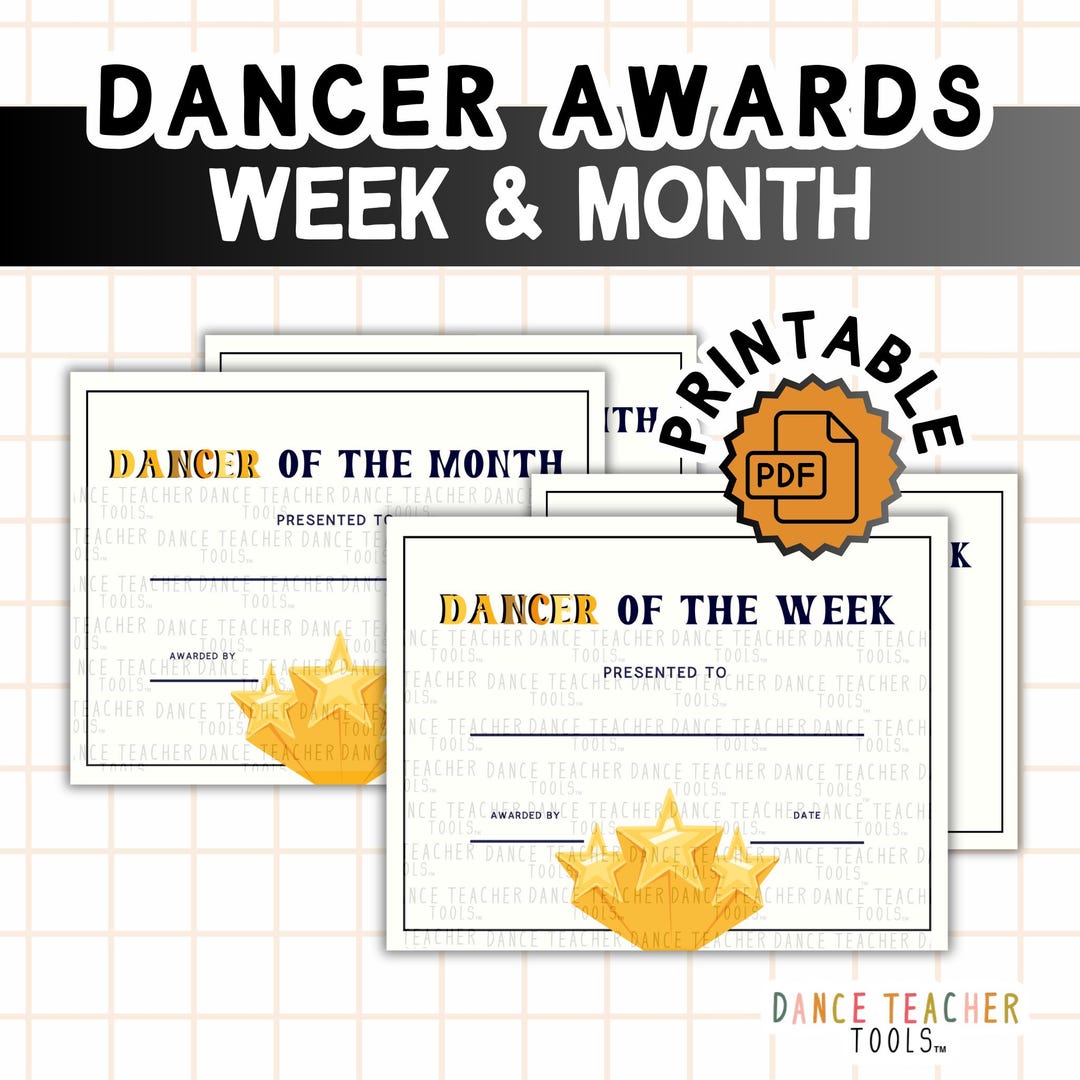 Dancer of the Week and Month Awards – Printable Certificates (8.5x11 ...