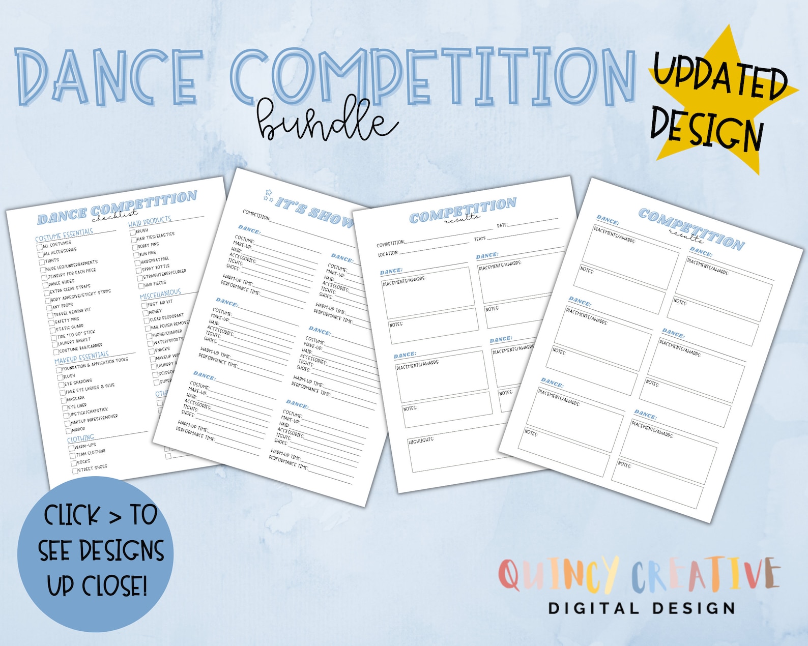 Blue Dance Competition Bundle/ Dance Performance Checklist/ Dance Team ...
