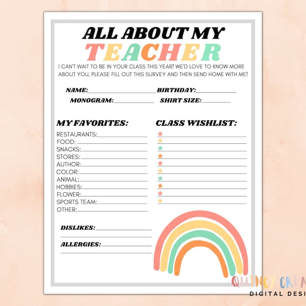 Get to Know My Child Template - Etsy