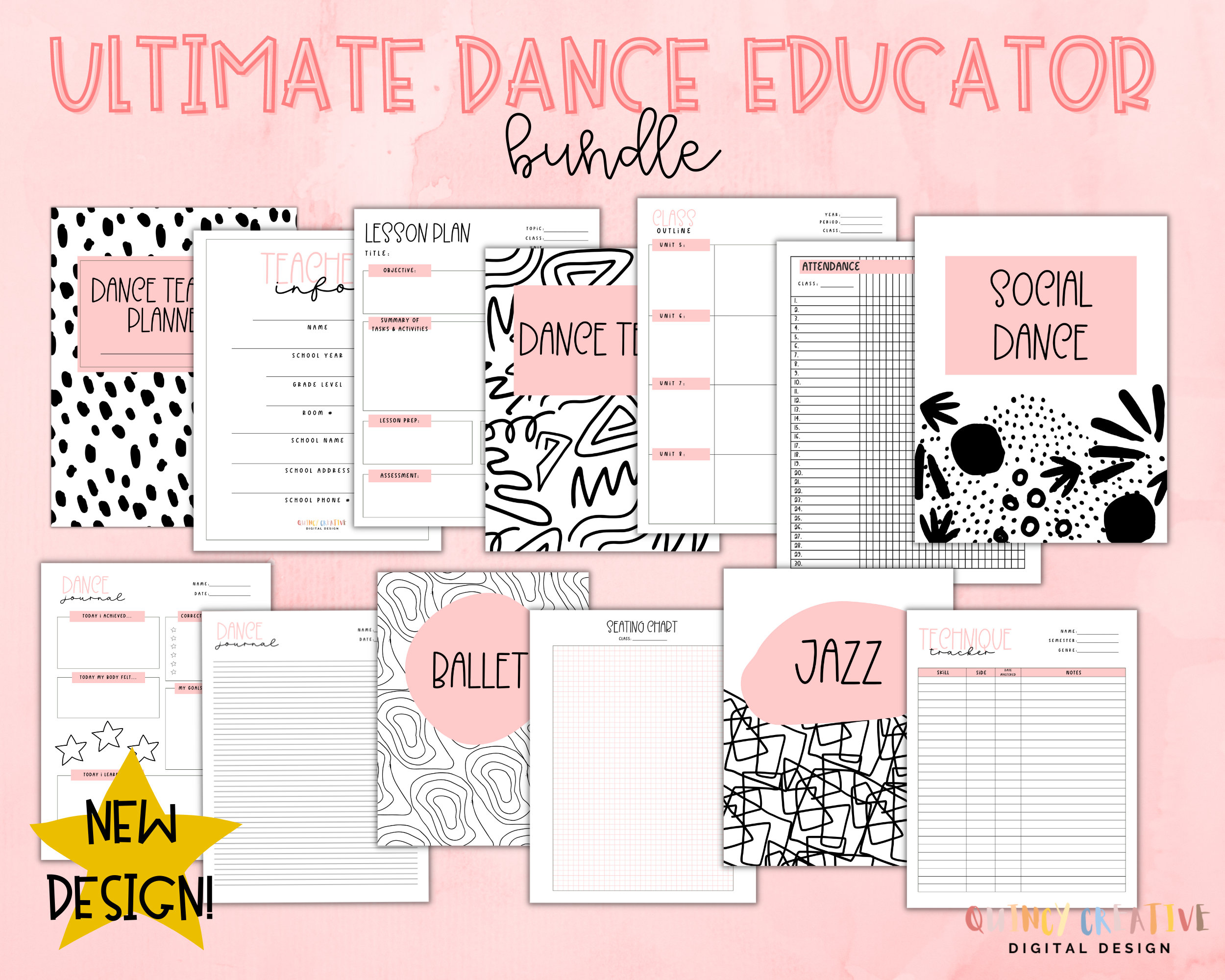 Ultimate Dance Educator Bundle Pink 2025-2026 / Dance Teacher Planner ...