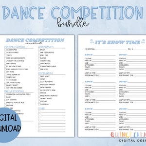 Blue Dance Competition Bundle/ Dance Performance Checklist/ Dance Team ...