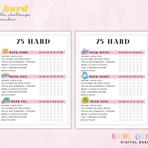 75 Hard Challenge Habit Tracker & Printable Instant Download 75hard ...