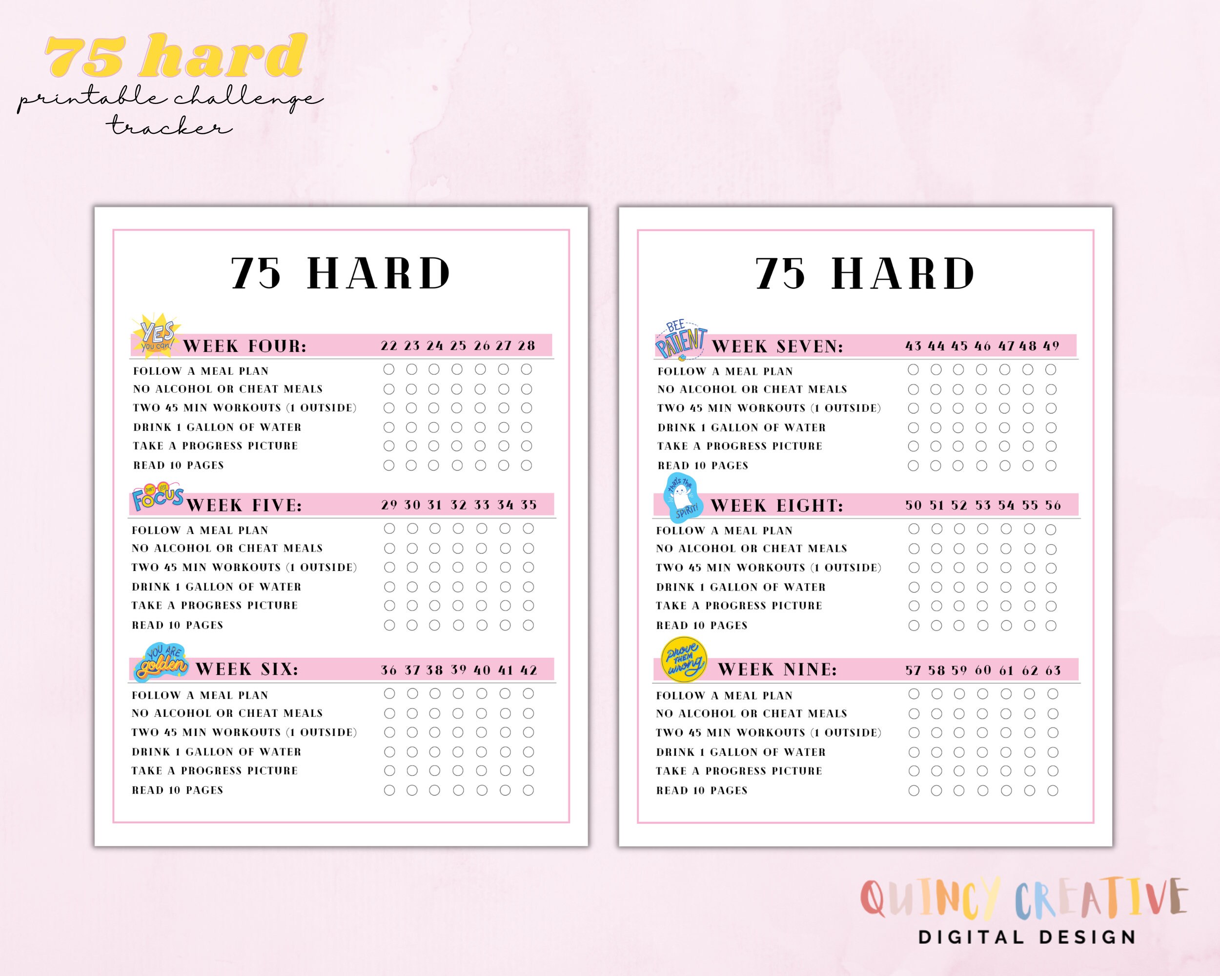 75 Hard Challenge Habit Tracker & Printable Instant Download 75hard ...