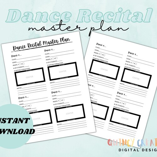 Dance Recital Master Plan / Dance Showcase Planner / Back - Etsy
