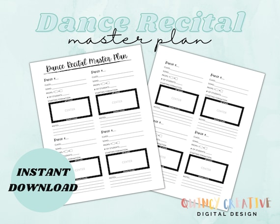 Dance Recital Master Plan / Dance Showcase Planner / Back | Etsy
