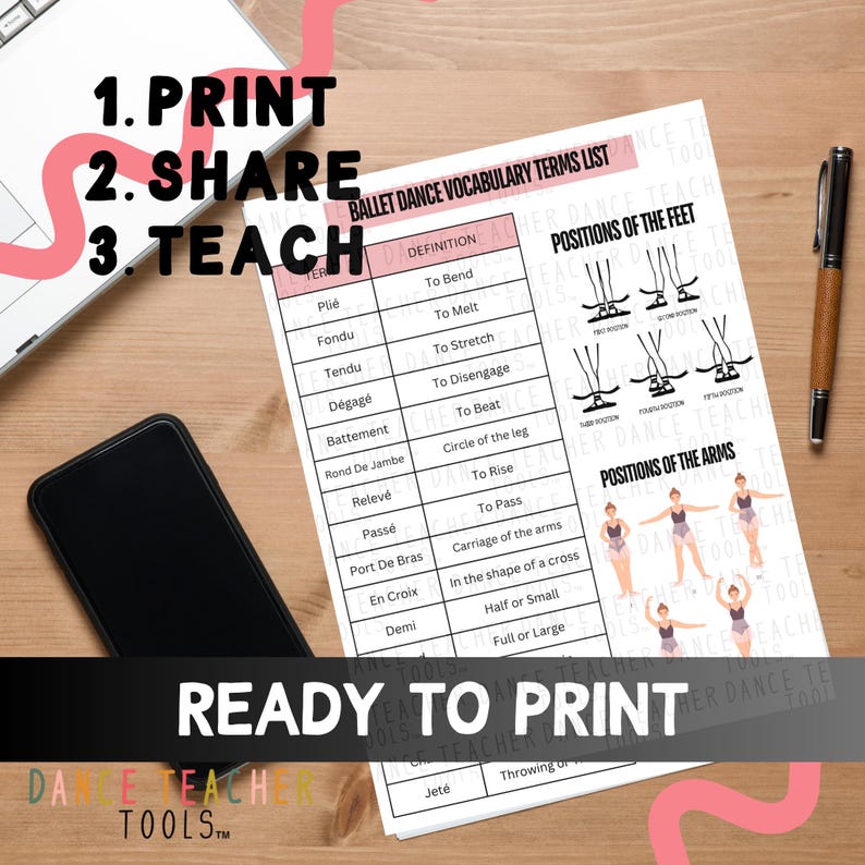 Ballet Terms & Positions Guide: Illustrated Printable (PDF) - Etsy