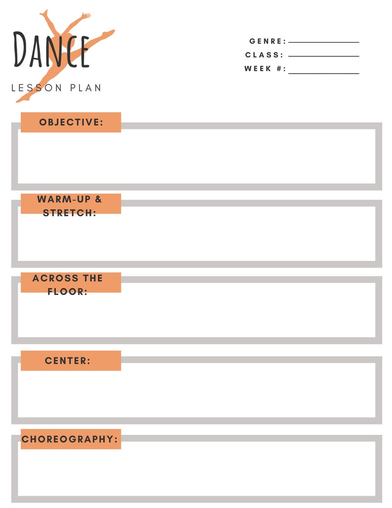 Dance Teacher Lesson Plan Color-coded! - Etsy