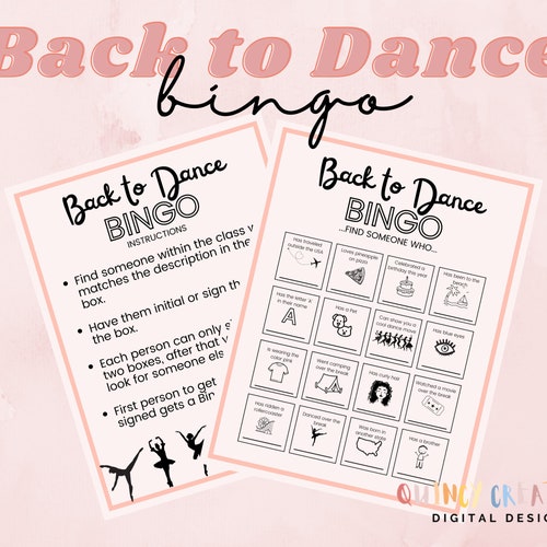 BACK TO DANCE Bingo find Someone Who Bingo - Etsy