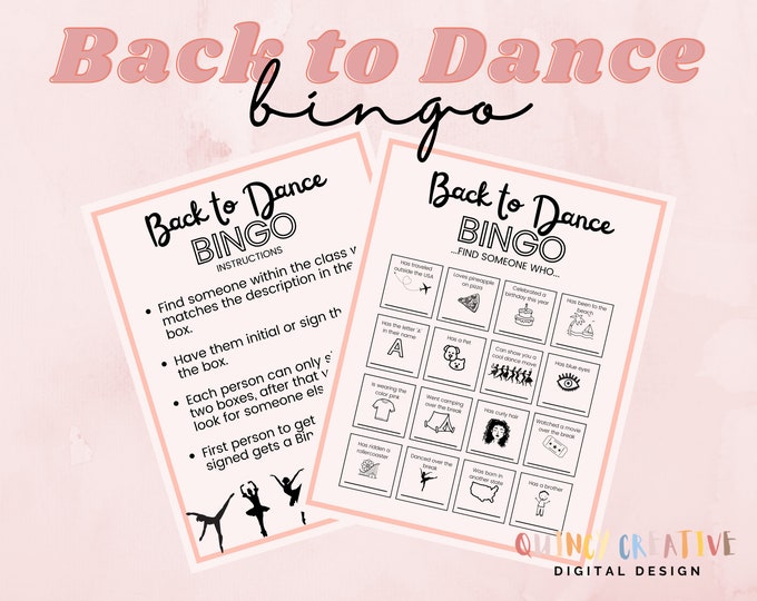 BACK TO DANCE Bingo! (find Someone Who Bingo) - Etsy
