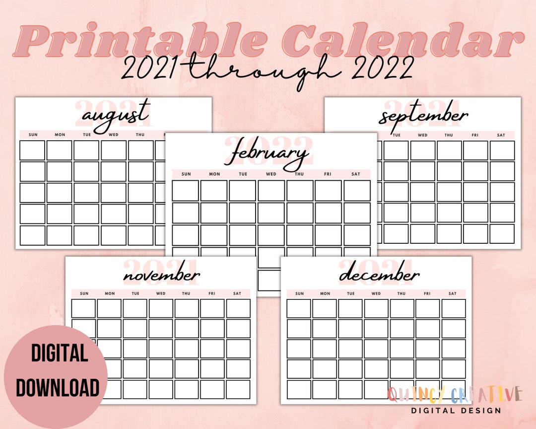 PDF Pink PRINTABLE CALENDAR - Etsy