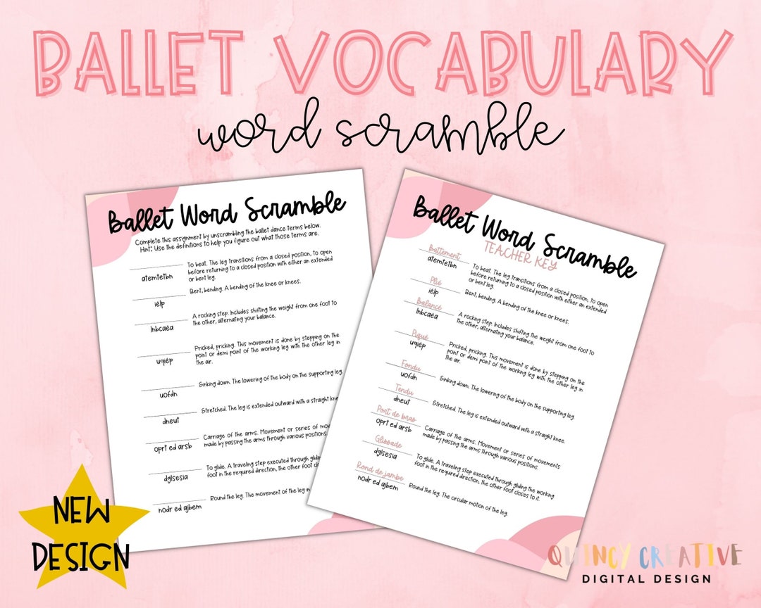 Ballet Terms Word Scramble / Dance Teacher Ballet Vocabulary Worksheet ...