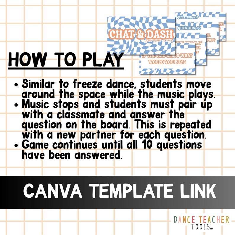 Dance & Cheer Team Icebreaker Game: Editable Canva Template (13 Slides ...