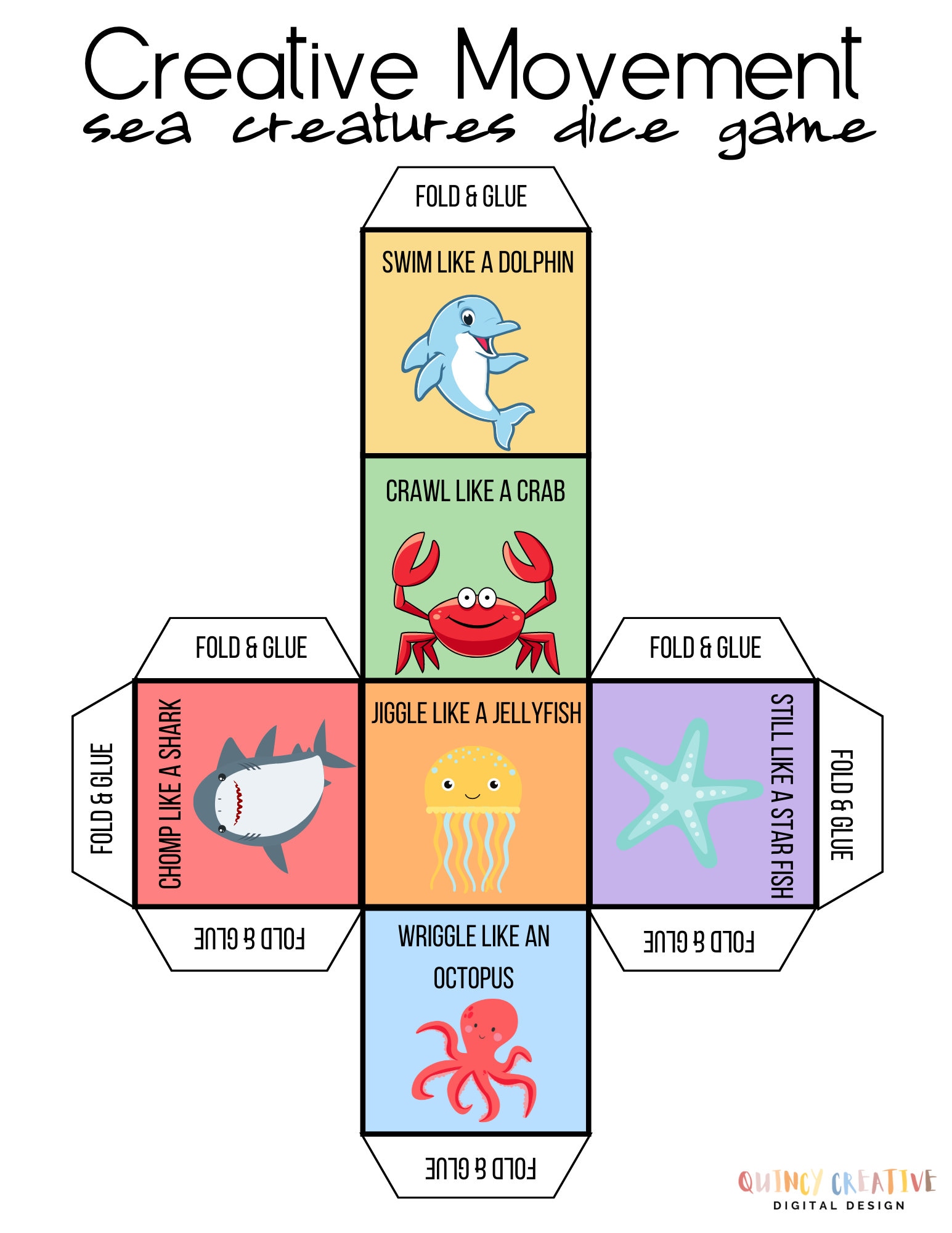 Creative Dance Dice Game (sea Creature Theme) - Etsy