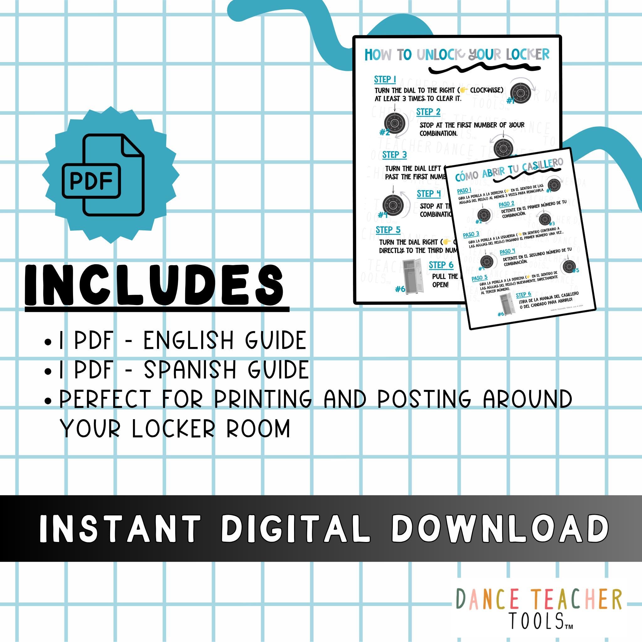 Locker Guide Printable: English & Spanish Instructions (PDF Download ...