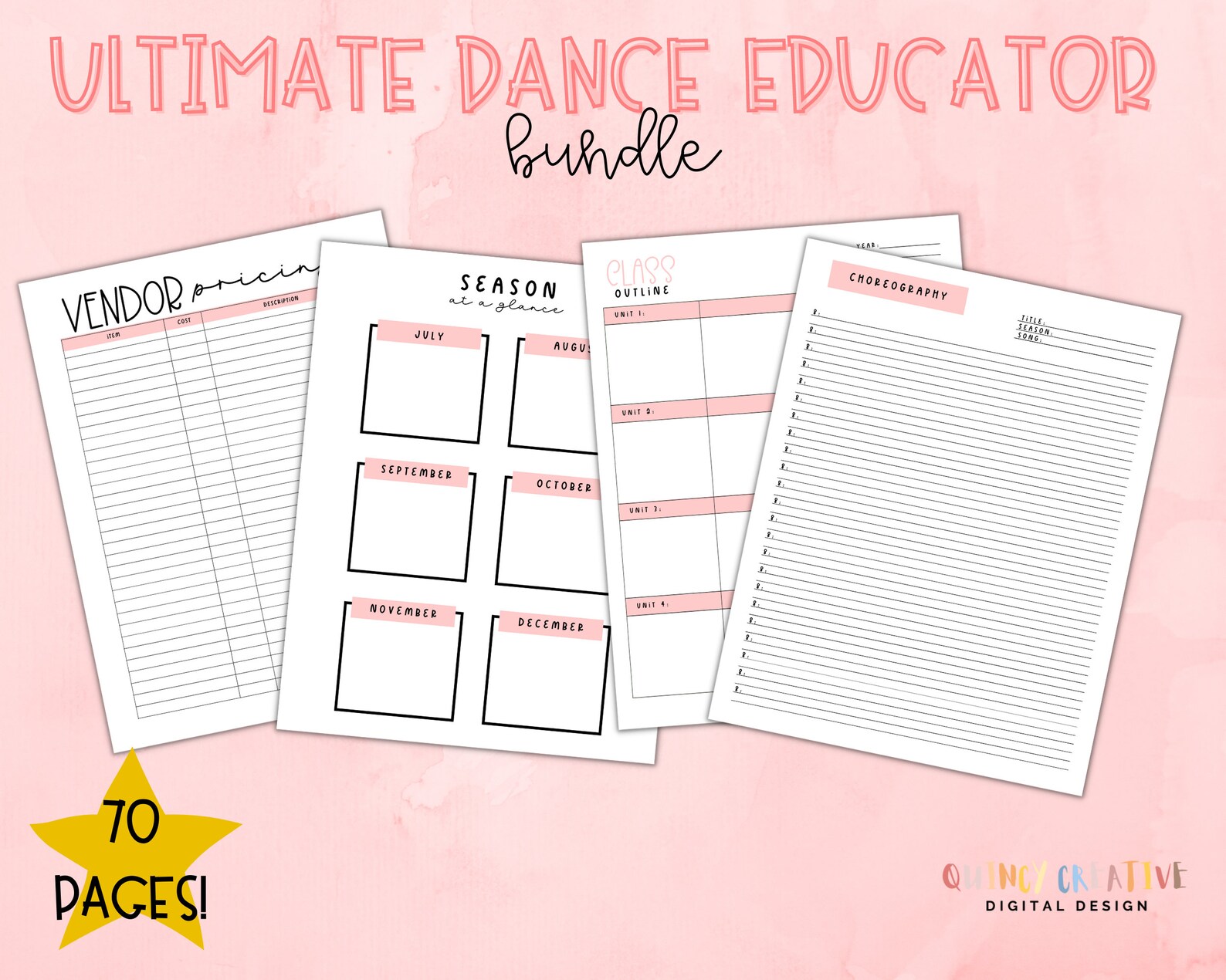 Ultimate Dance Educator Bundle Pink 2025-2026 / Dance Teacher Planner ...