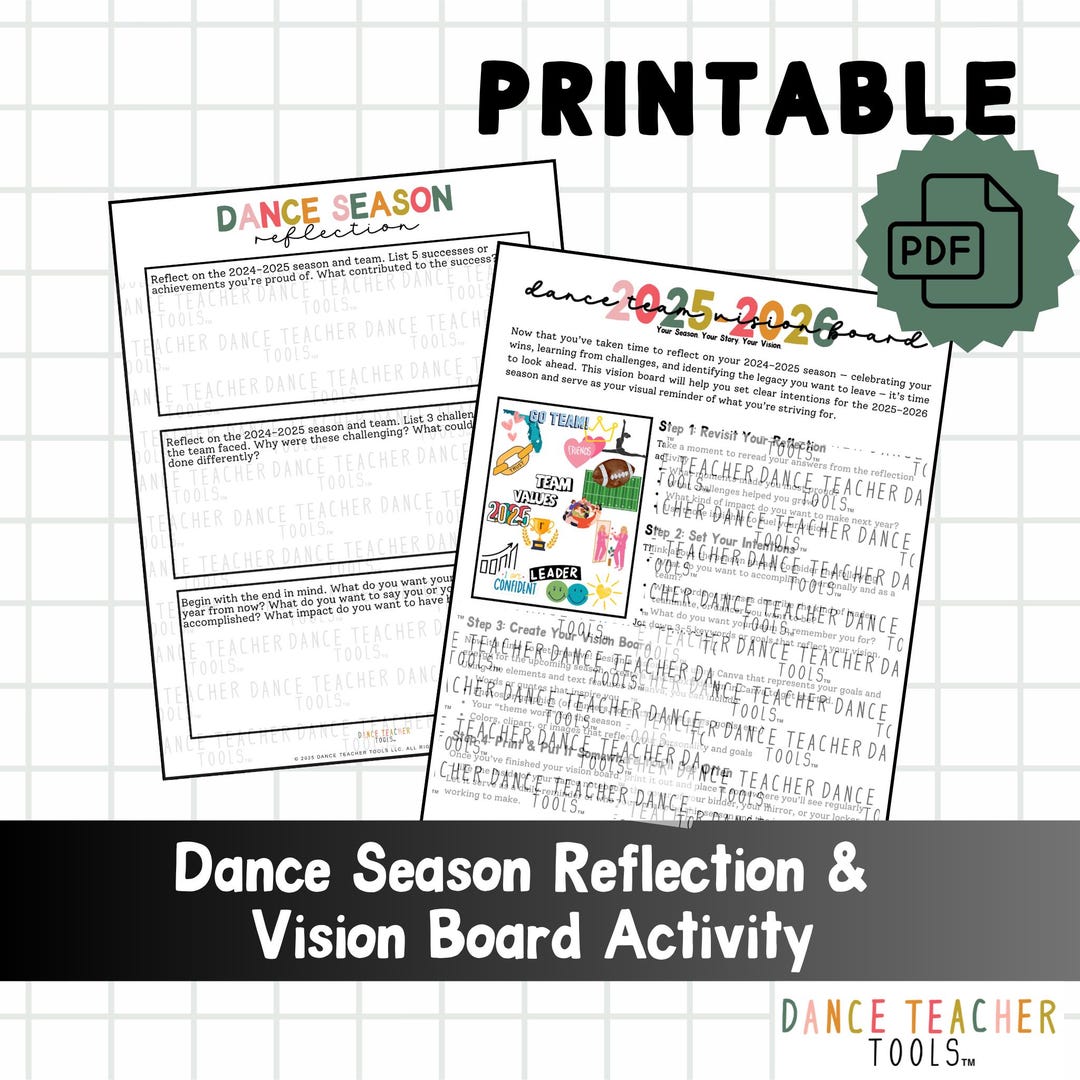 Dance Reflection Worksheet: Vision Board Activity for Dancers (PDF ...