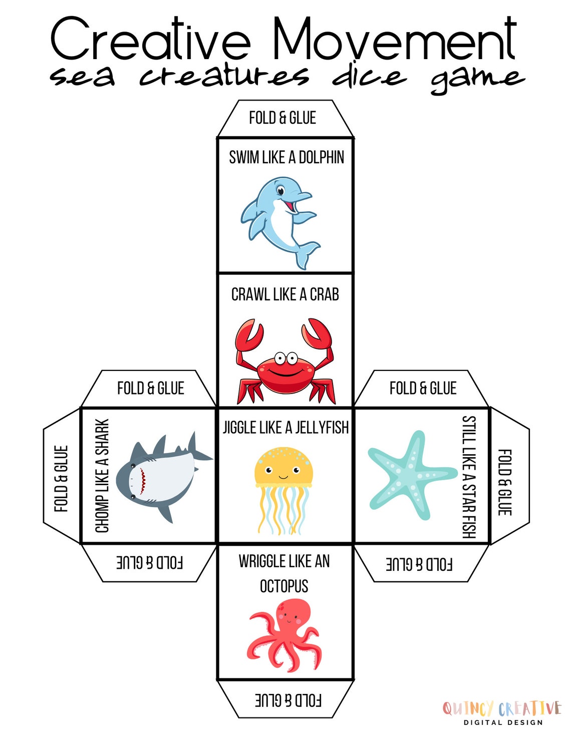 Creative Dance Dice Game (sea Creature Theme) - Etsy