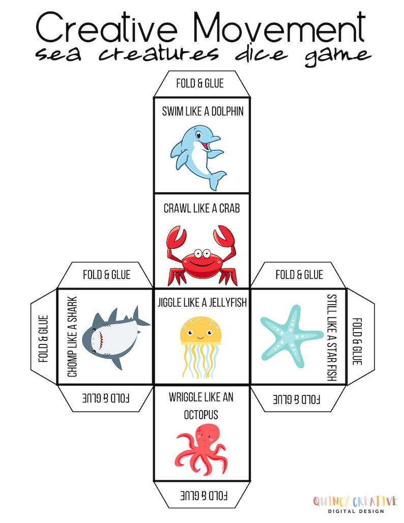 Creative Dance Dice Game (sea Creature Theme) - Etsy