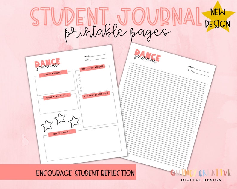 Dance Journaling Pages / Student Dance Journal / Dance Goals ...
