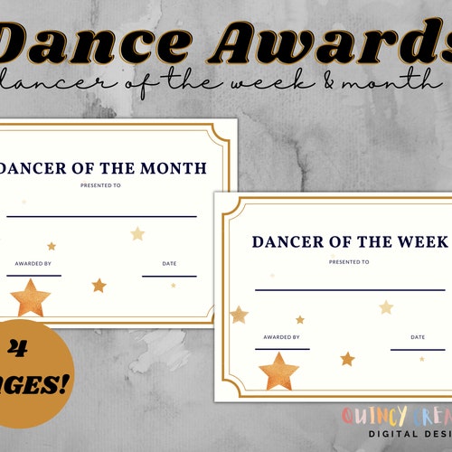 Dancer of the Month & Week Awards/ Dance Class Certificates/ - Etsy
