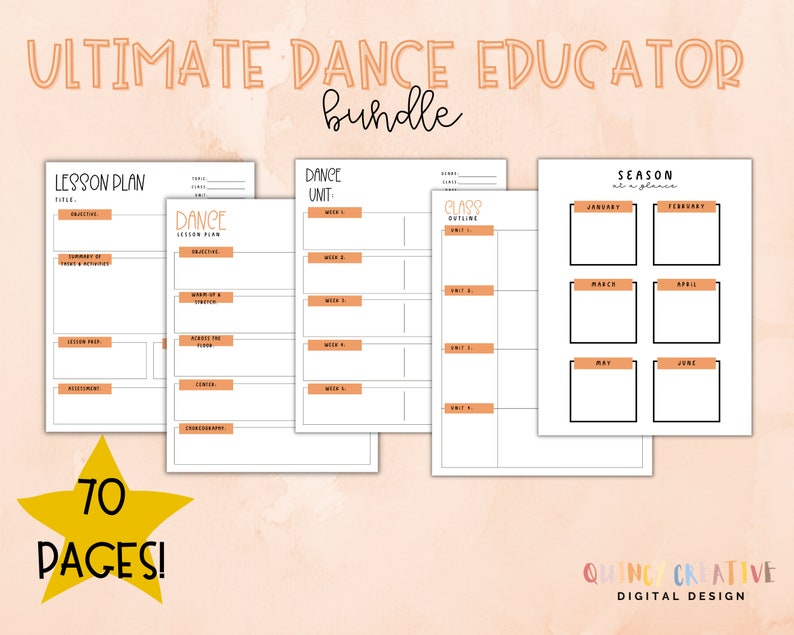 Ultimate Dance Educator Bundle Orange 2025-2026/ Dance Teacher Planner ...