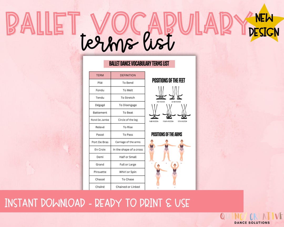 Ballet Terms & Positions Printable | Ballet Position Guide With ...