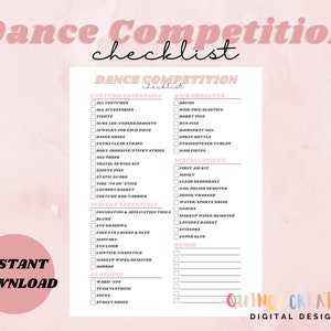 Dance Competition Checklist: Performance & Team Printable (PDF) - Etsy