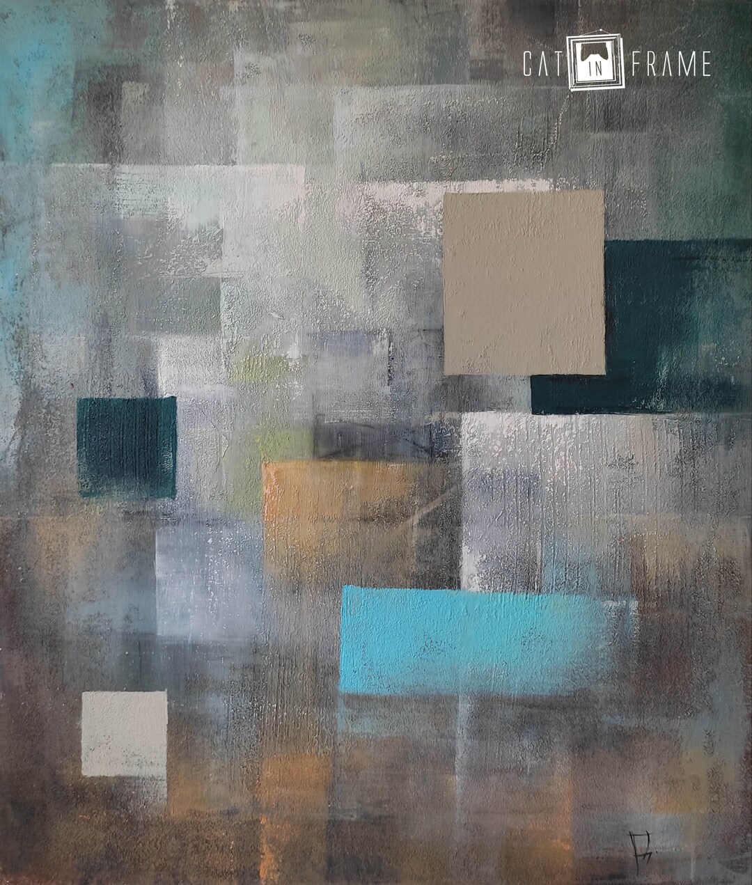 Squares, Abstract Painting, Original Painting on Canvas, Interior ...