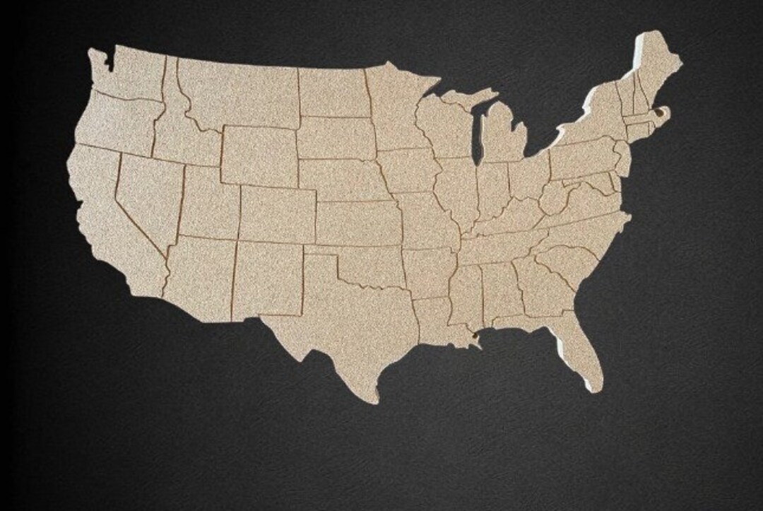 USA Map Pin Board Corkboard Handmade Wall Decor Pin Display Perfect ...