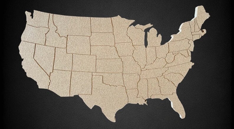 USA Map Pin Board: Corkboard Travel Decor | Alaska | Hawaii - Etsy