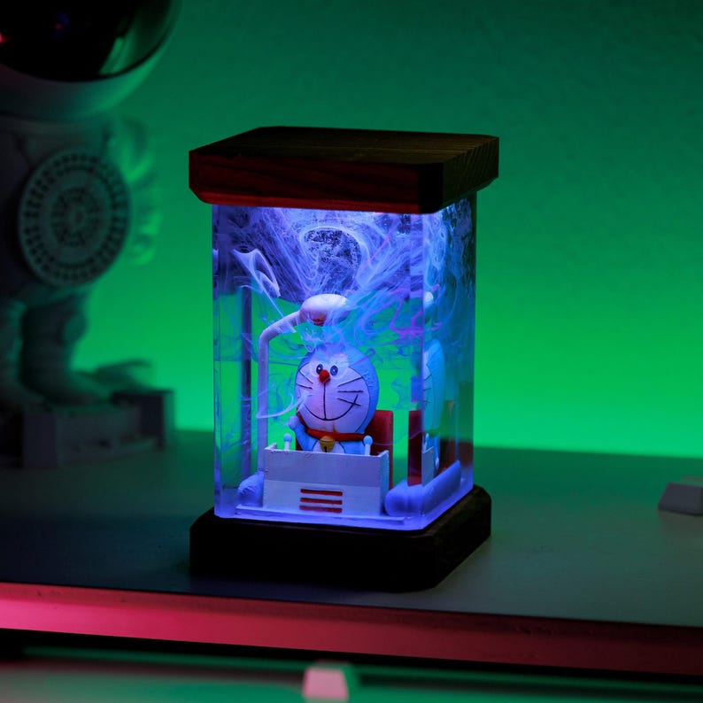 Doraemon Resin Lamp Epoxy Art Night Light, Handmade Diorama Lamp ...