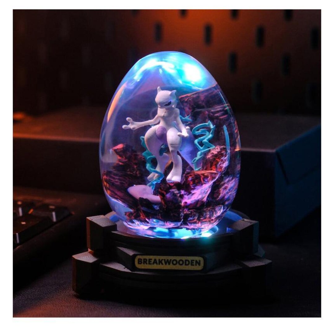 MEWTWO POKEMON Resin Lamp Egg, Custom Epoxy Resin Art, Handcrafted Eggs ...