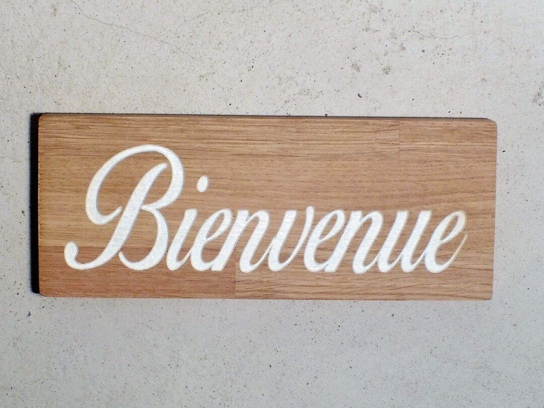 Wooden Sign With Engraved "bienvenue" Word, Front Door Sign, Welcome ...
