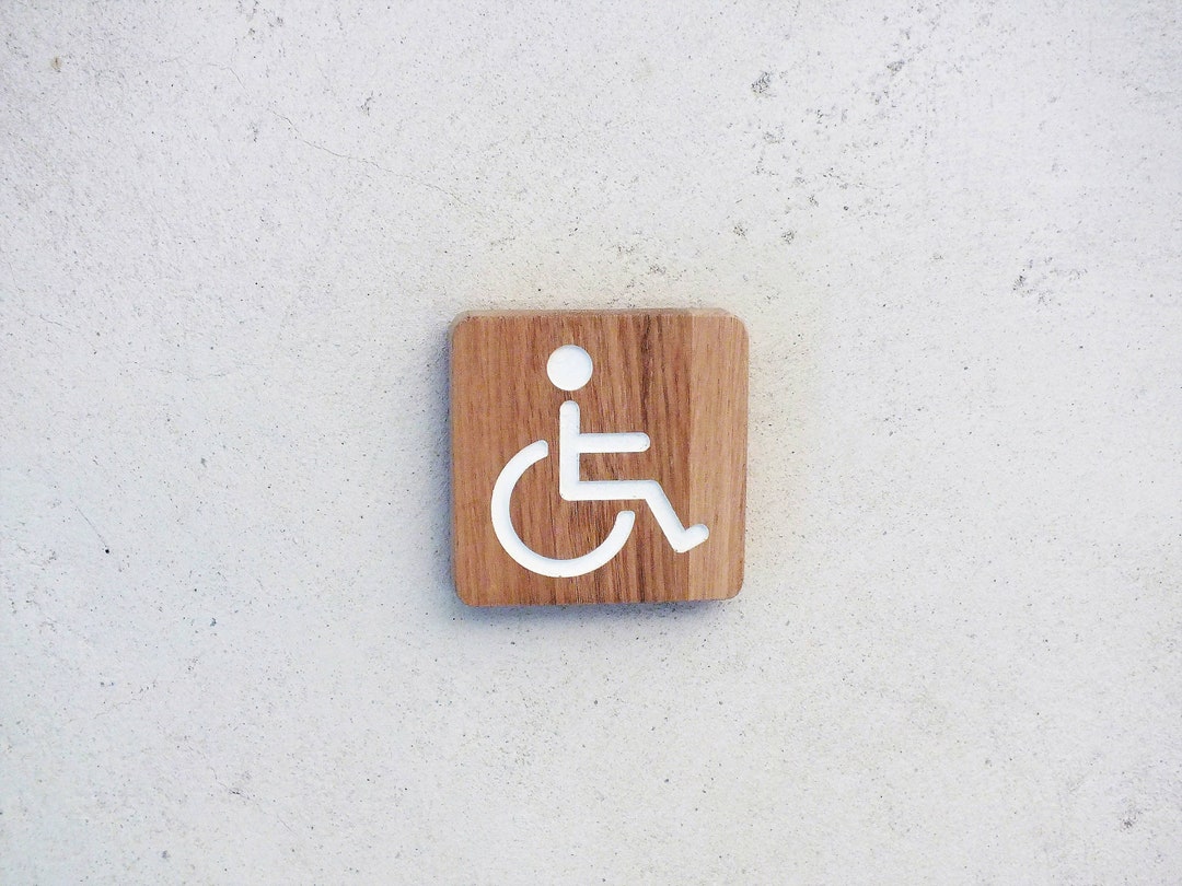 Wooden Handicap Sign for ADA Bathroom. Wood Door Plate With Engraved ...