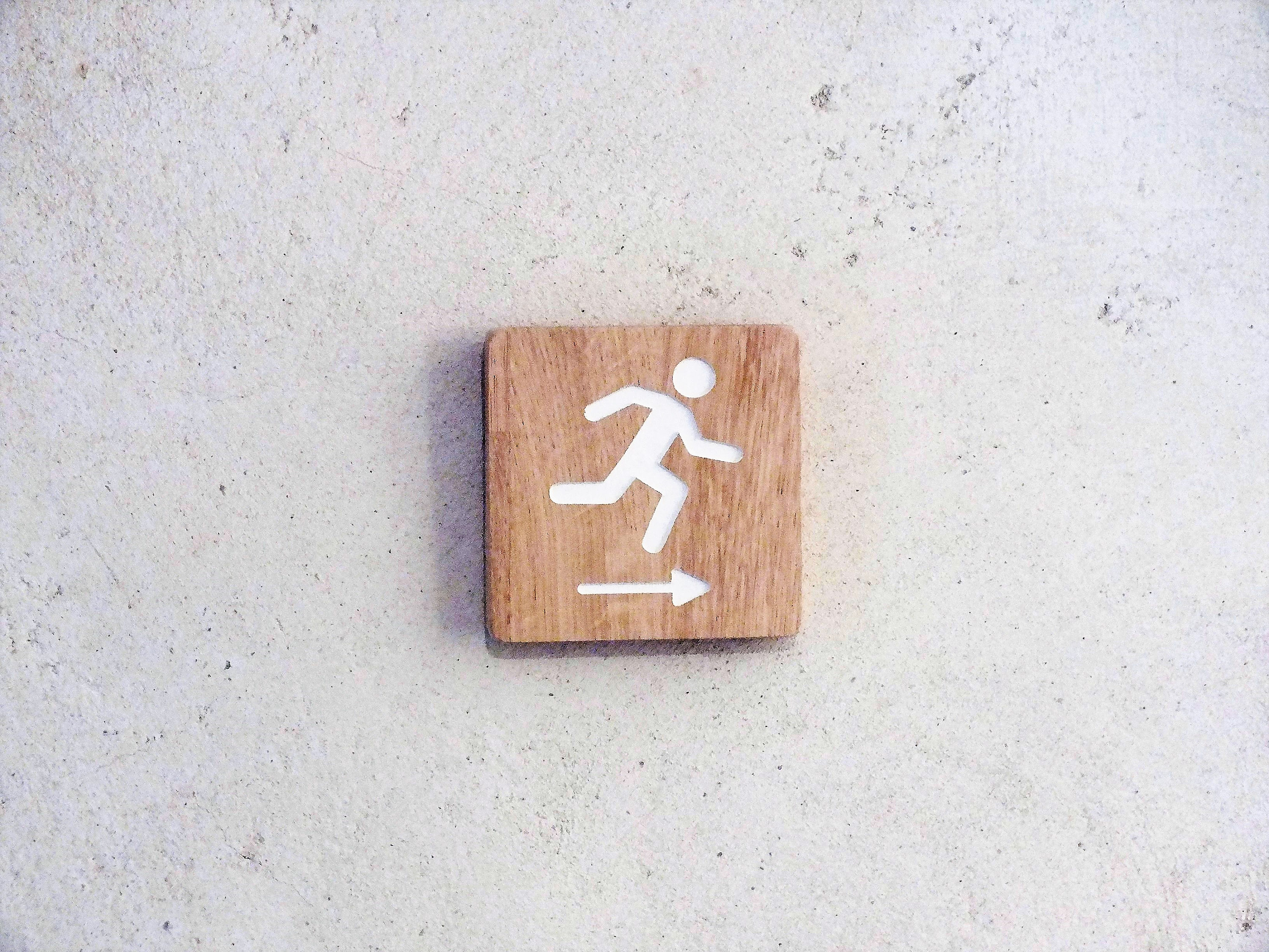 Wooden Emergency Exit Sign, Wall Mounted Wood Emergency Exit Sign With ...