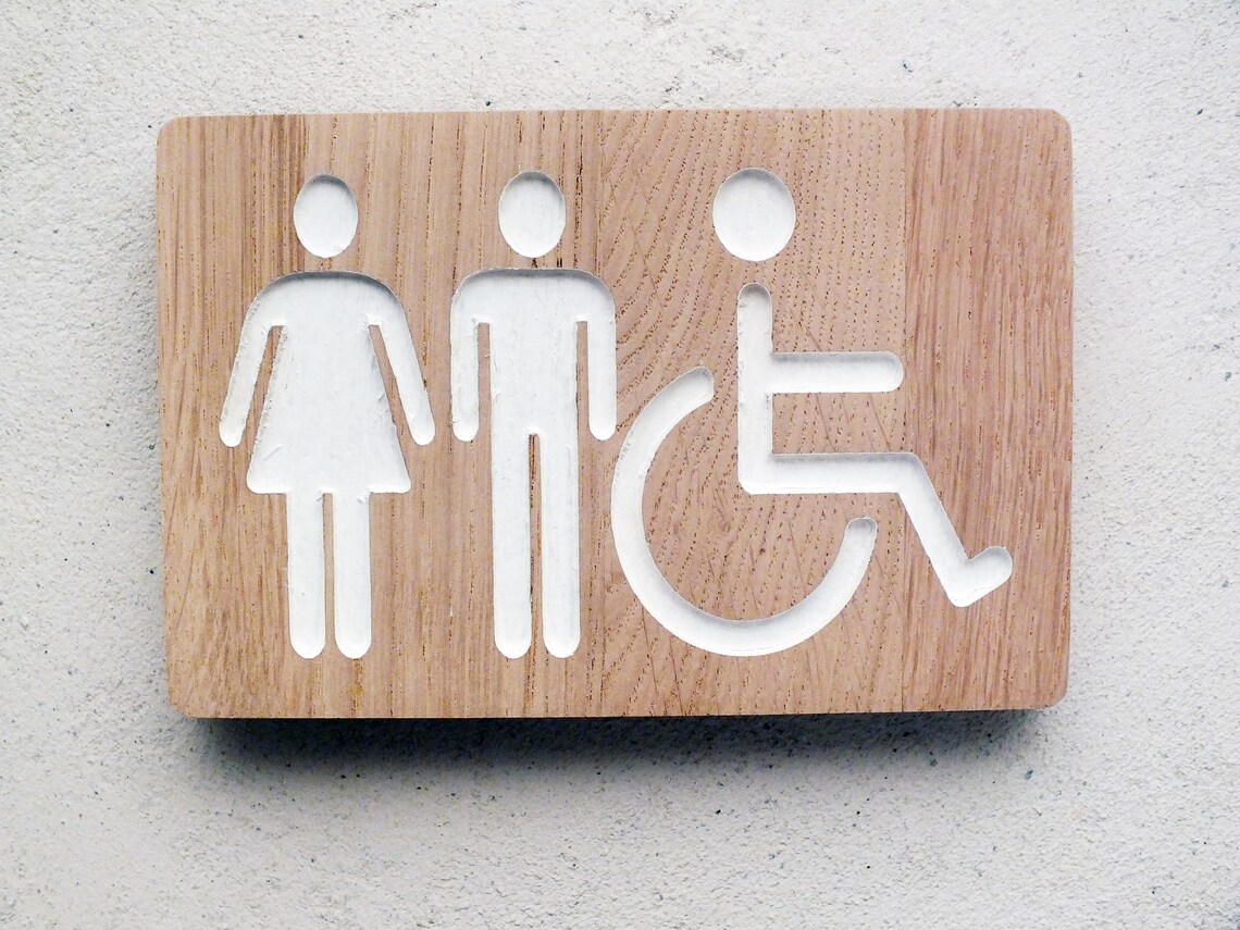 Bathroom Wooden Door Sign With Engraved Male / Female and - Etsy