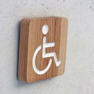 Wooden Handicap Sign for ADA Bathroom. Wood Door Plate With Engraved ...